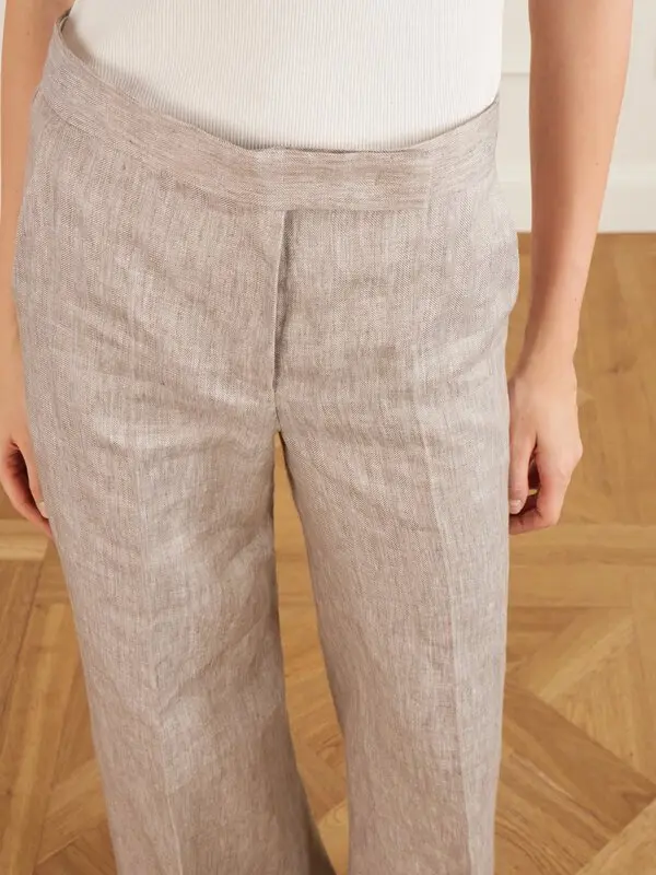 Max Mara Deserto Linen Wide-leg Pants - Neutrals