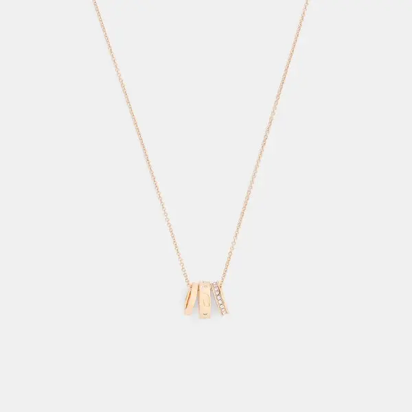 COACH Repeated C Rondelle Necklace - Rose Gold