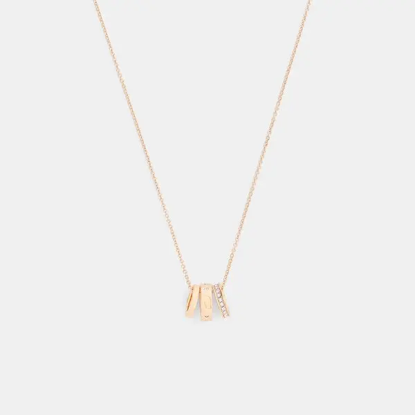 COACH Repeated C Rondelle Necklace - Rose Gold