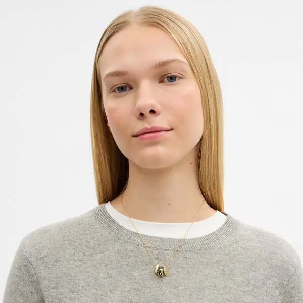 COACH Crystal Embellished Rondelle Charm Necklace - Gold/black
