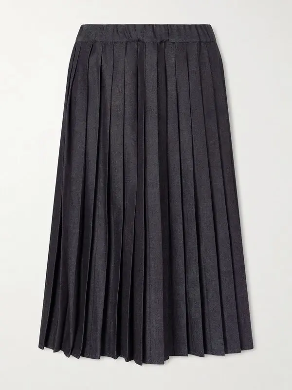 JIL SANDER Pleated Denim Midi Skirt