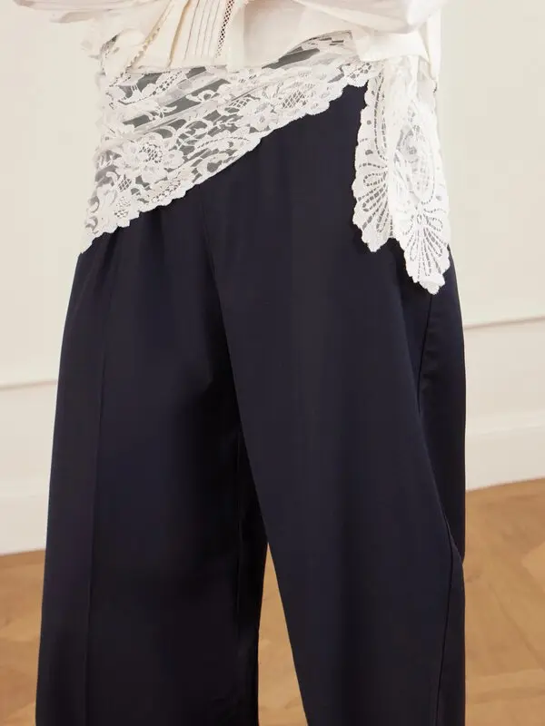 Sea Fiora Tropical Wool-blend Wide-leg Pants - Blue