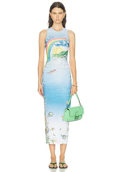 Casablanca Aloha Printed Midi Tank Dress