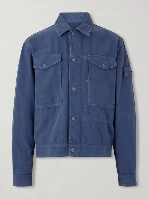 Stone Island Ghost Logo-appliquéd Linen-blend Trucker Jacket
