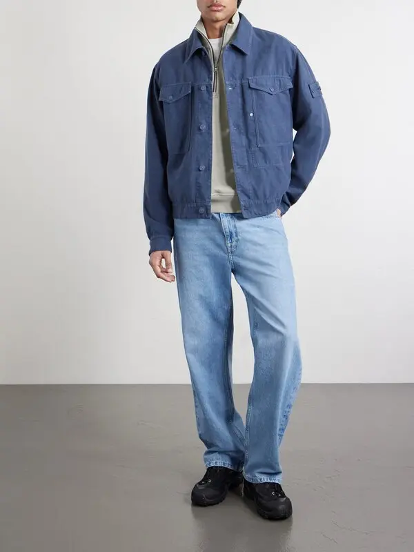 Stone Island Ghost Logo-appliquéd Linen-blend Trucker Jacket