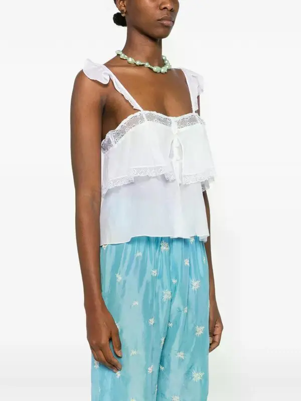 FORTE_FORTE Ruffle Lace Trim Top