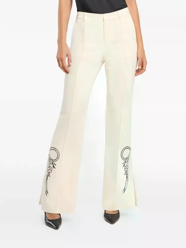 Cinq À Sept Abeline Floral Detail Trousers - Neutrals
