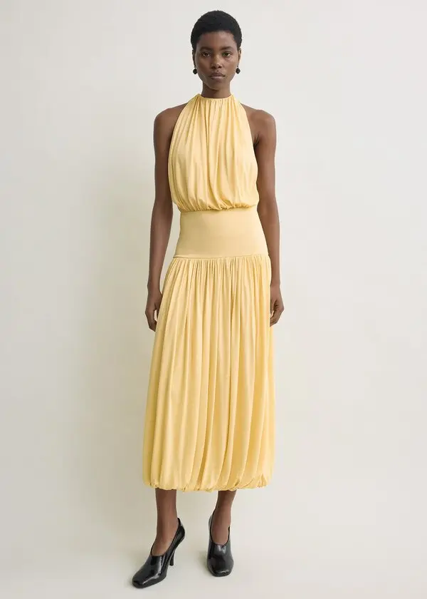 TOTEME Gathered Viscose Dress - Beige