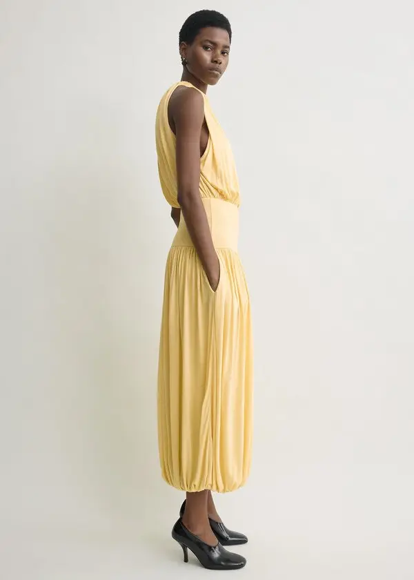 TOTEME Gathered Viscose Dress - Beige
