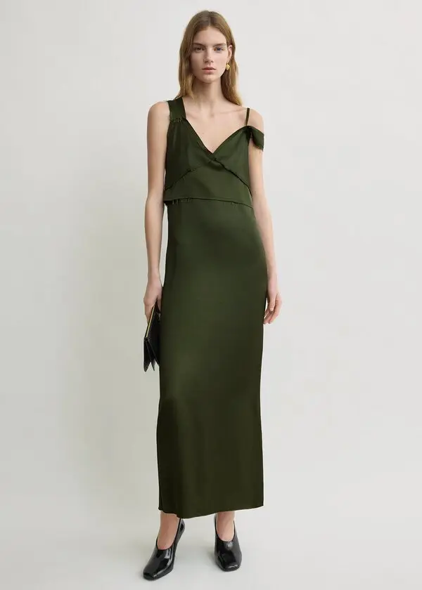 TOTEME V-neck Slip Dress - Bottle Green