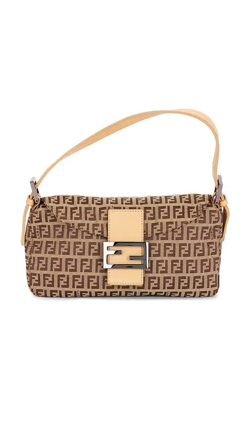 FWRD RENEW Fendi Zucchino Baguette Shoulder Bag - Brown