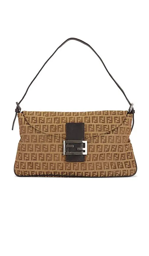 FWRD RENEW Fendi Zucchino Baguette Shoulder Bag - Brown