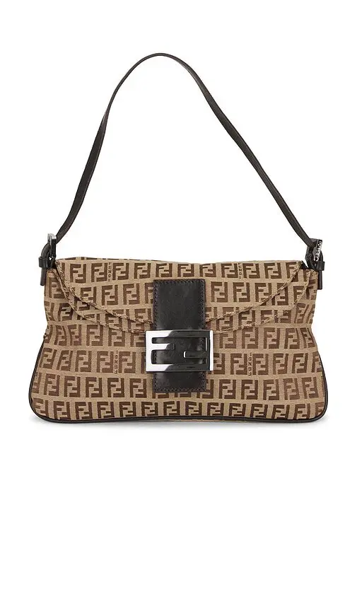 FWRD RENEW Fendi Zucchino Baguette Shoulder Bag - Brown