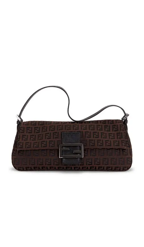 FWRD RENEW Fendi Zucchino Monogram Shoulder Bag - Brown