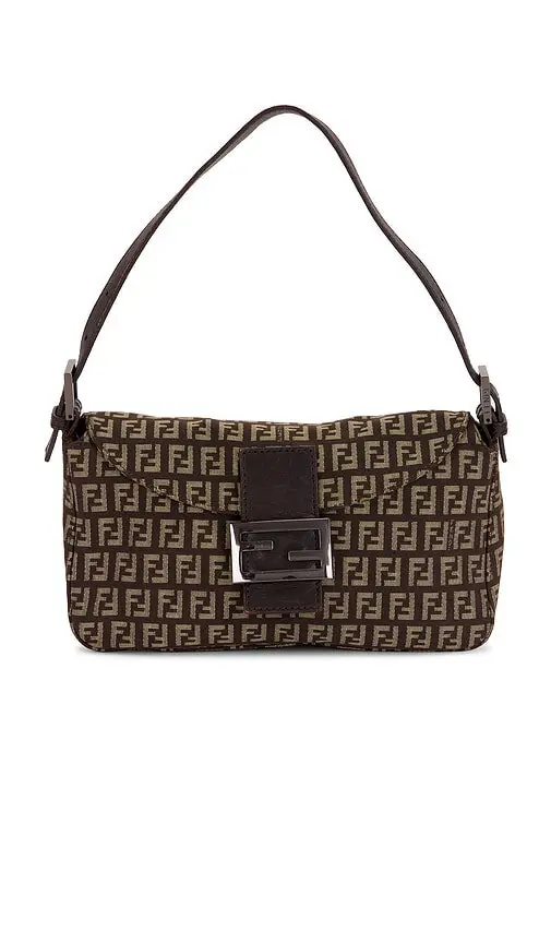 FWRD RENEW Fendi Zucchino Baguette Shoulder Bag - Brown