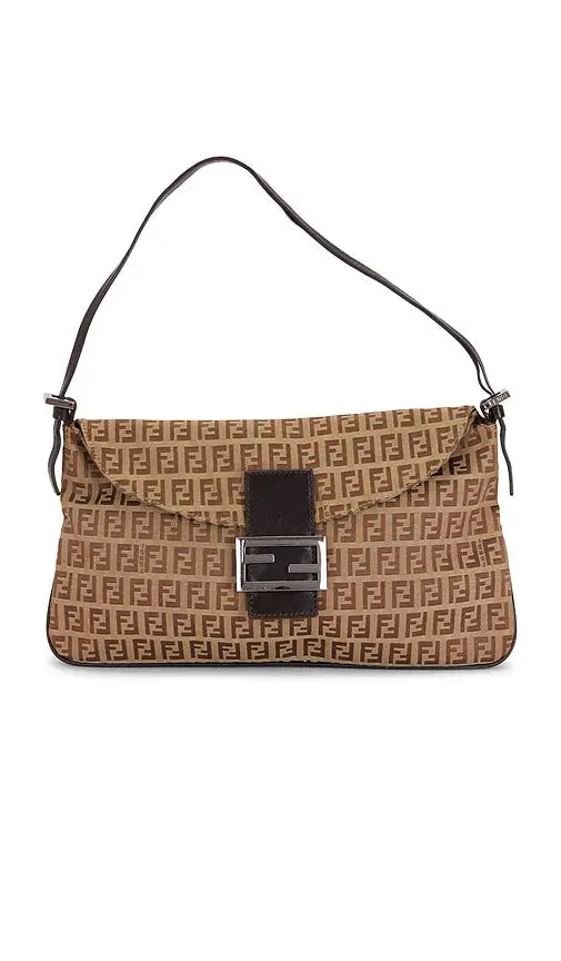 FWRD RENEW Fendi Zucchino Baguette Shoulder Bag - Brown