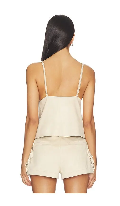 SNDYS. Faux Suede Front Tie Cropped Top