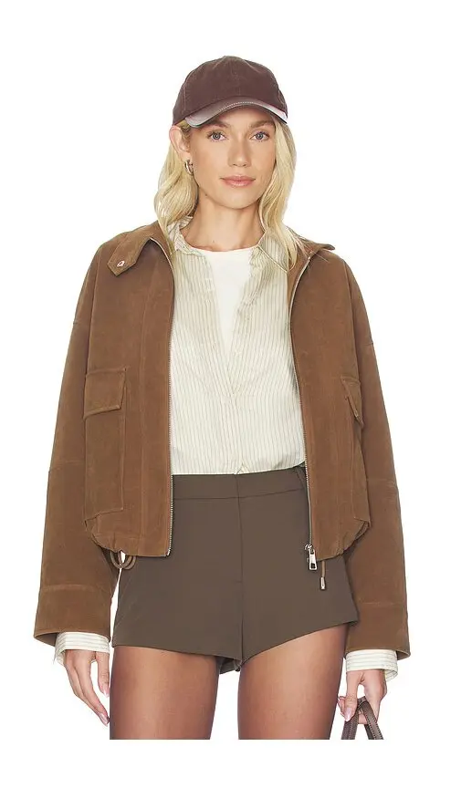 Apparis Sans Suede Bomber Jacket - Saddle Brown