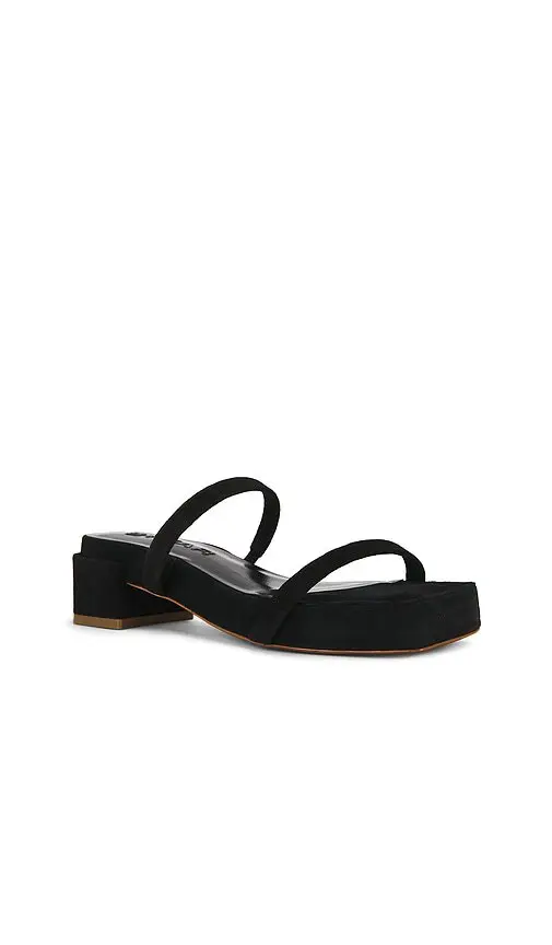 By Far Tanya Suede Square Toe Block Heel Sandal - Black