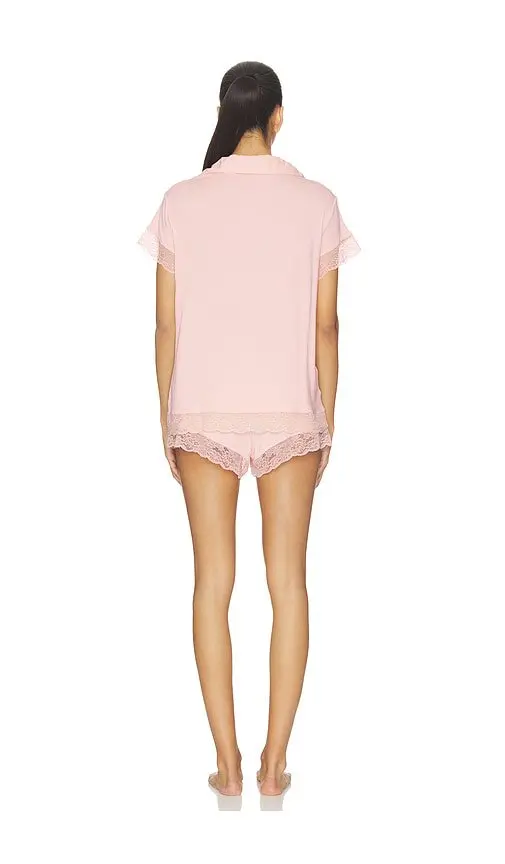 Eberjey X Malou Lace Pajama Set In Rose - Tea Rose