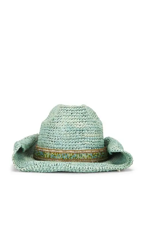 FLORABELLA Skyler Crochet Raffia Cowboy Hat - Mist