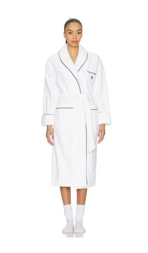 Polo Ralph Lauren Polo Essentials Robe In White - White Cloud
