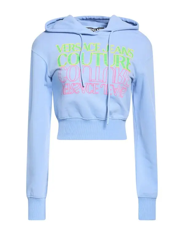 Versace Cropped Hooded Sweatshirt - Blue