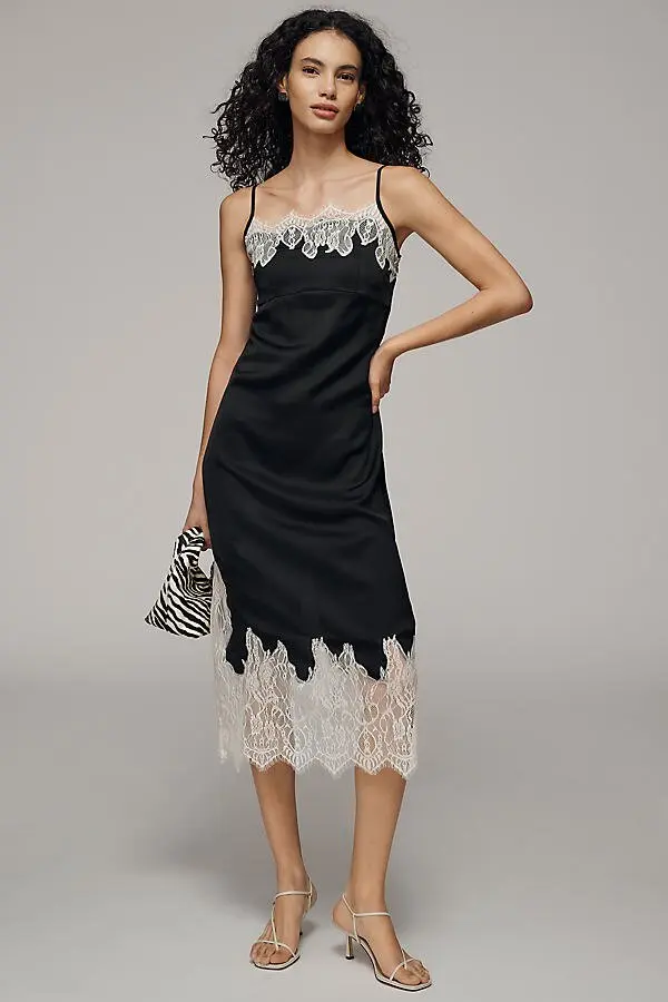 BL-NK Lace-trim Midi Slip Dress