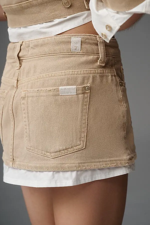 7 For All Mankind Layered Denim Mini Skirt - Tan