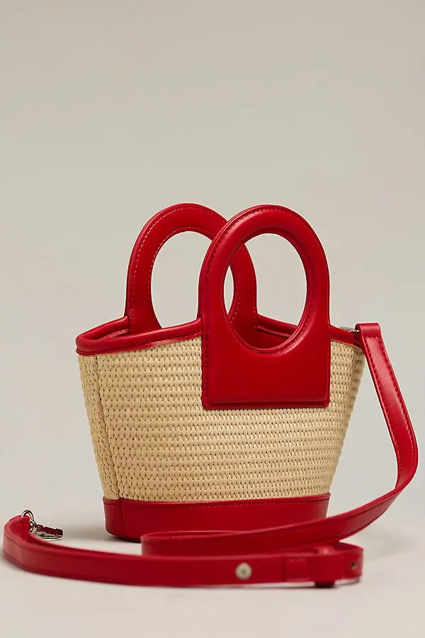 MELIE BIANCO Carson Raffia Handbag - Red