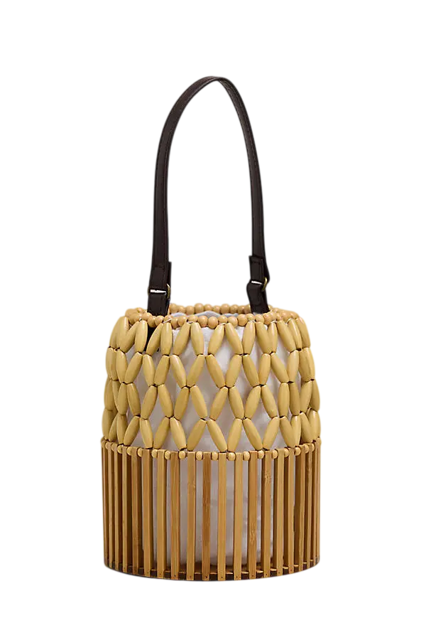 MELIE BIANCO Naomi Beaded Bucket Bag - Natural