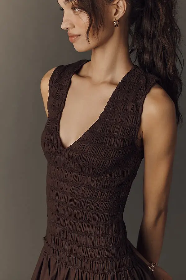 Faithfull The Brand Palomar Ruched Sleeveless Mini Dress