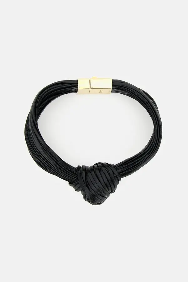 Bottega Veneta Knot Leather Bracelet - Black