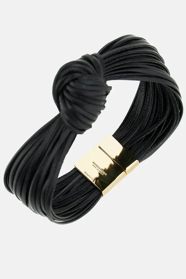 Bottega Veneta Knot Leather Bracelet - Black