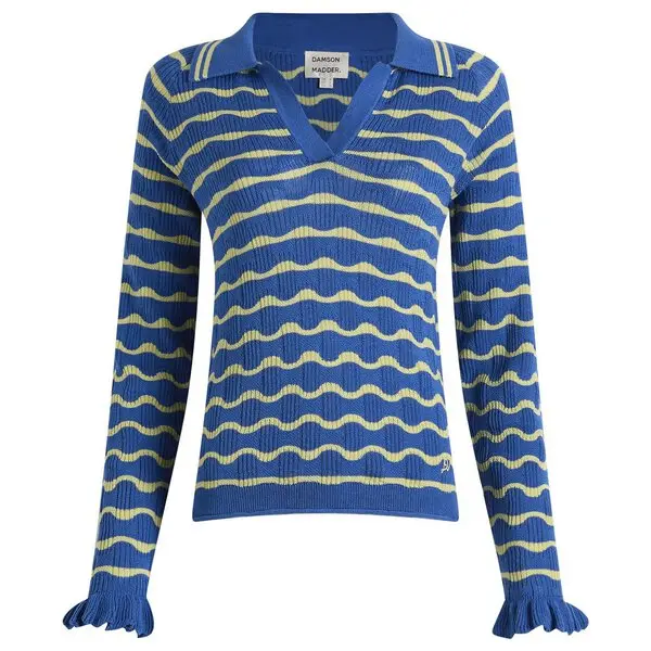 DAMSON MADDER Silvia Cotton Merino Blend Polo Jumper