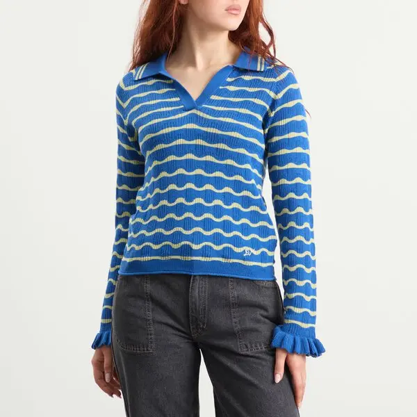 DAMSON MADDER Silvia Cotton Merino Blend Polo Jumper