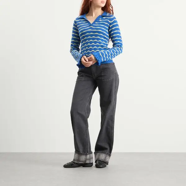 DAMSON MADDER Silvia Cotton Merino Blend Polo Jumper