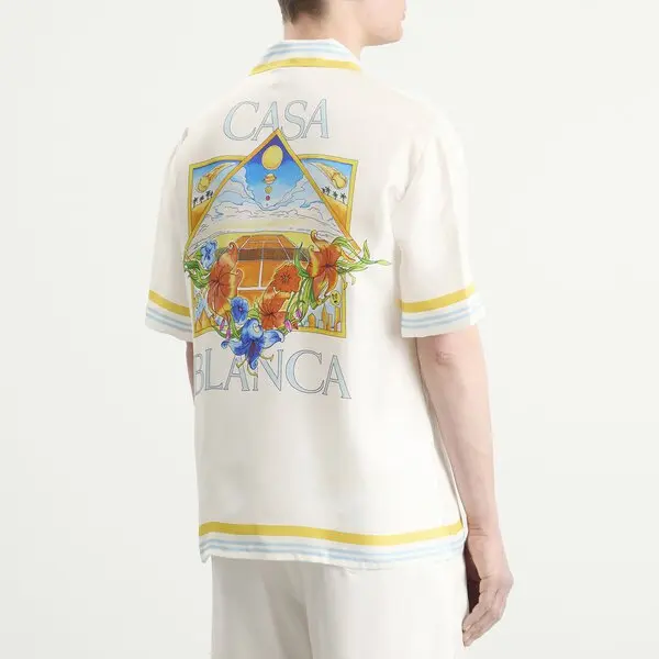 Casablanca Tennis Landscape Cuban Collar Shirt
