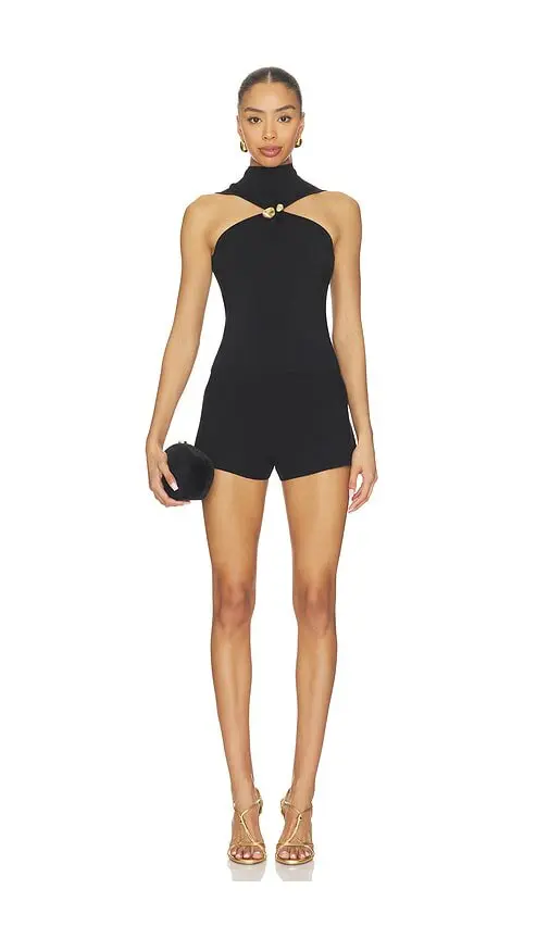 Cult Gaia Katherine Halter Top With Gold-tone Detail - Black