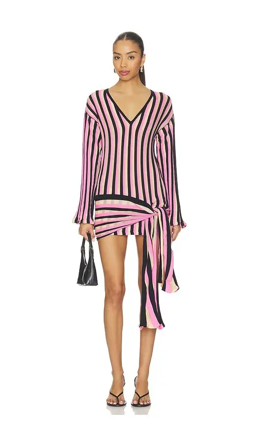 Blumarine Mini Knit Dress With Side Knot Accent