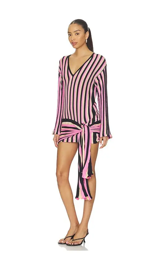 Blumarine Mini Knit Dress With Side Knot Accent