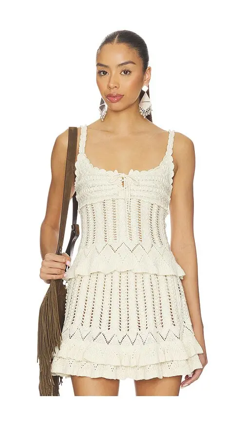 Isabel Marant Étoile Crochet Knit Top With Ruffle Hem