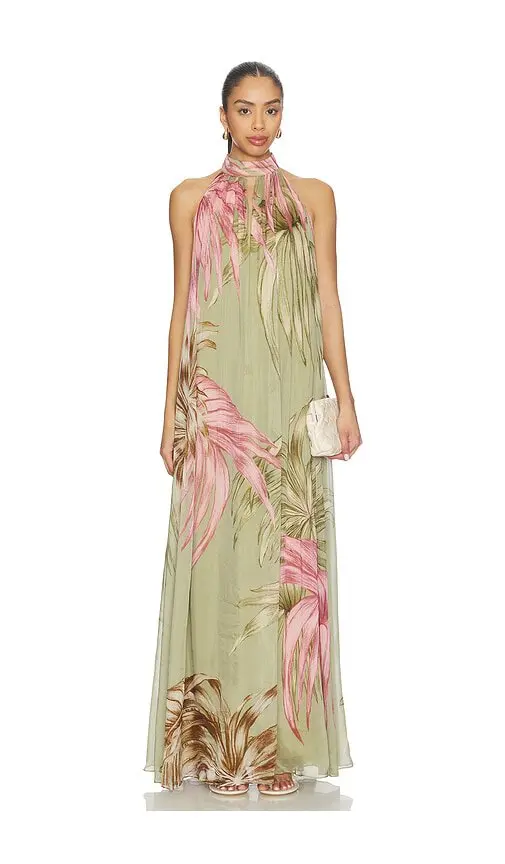 Rococo Sand Flared Maxi Dress - Green