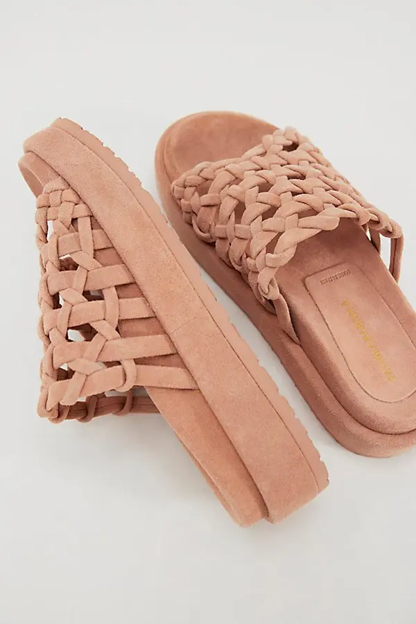 PALOMA BARCELO Nadi Woven Slide Sandals - Makeup Suede