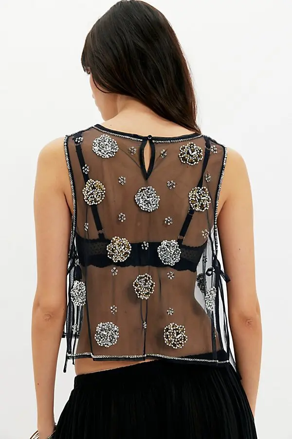 Free People Sequin Embellished Tank