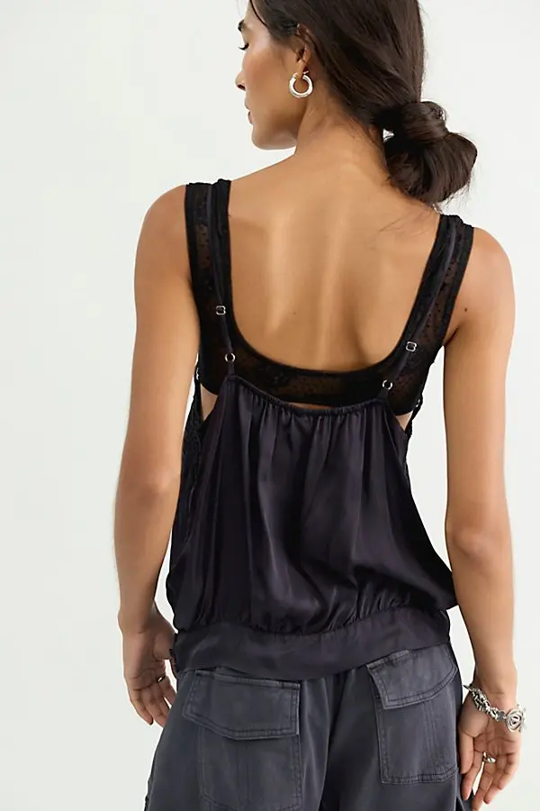 Free People Reya Lace Top - Black Combo