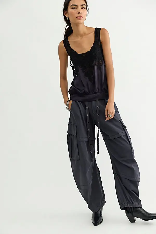 Free People Reya Lace Top - Black Combo