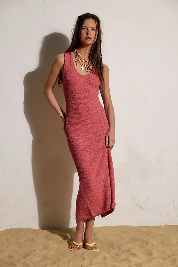 Free People Genie Sweater Midi Dress - Pink Fizz Combo