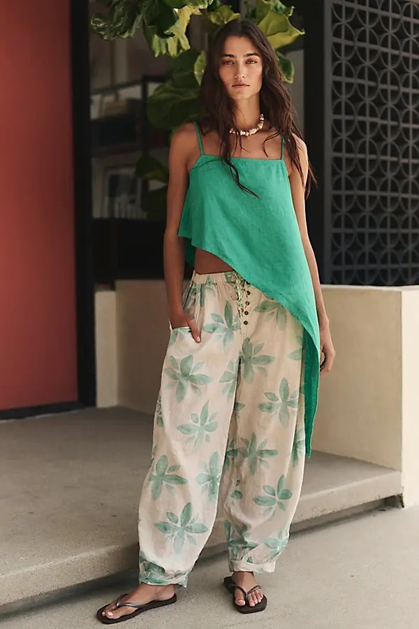 Free People Delia Longline Top - Mint Leaf