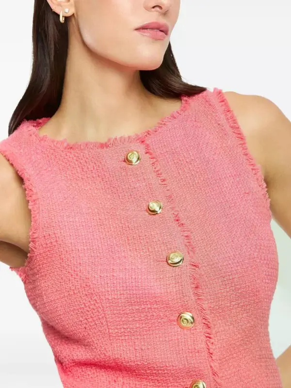 Cinq À Sept Camen Button Bouclé Vest - Pink
